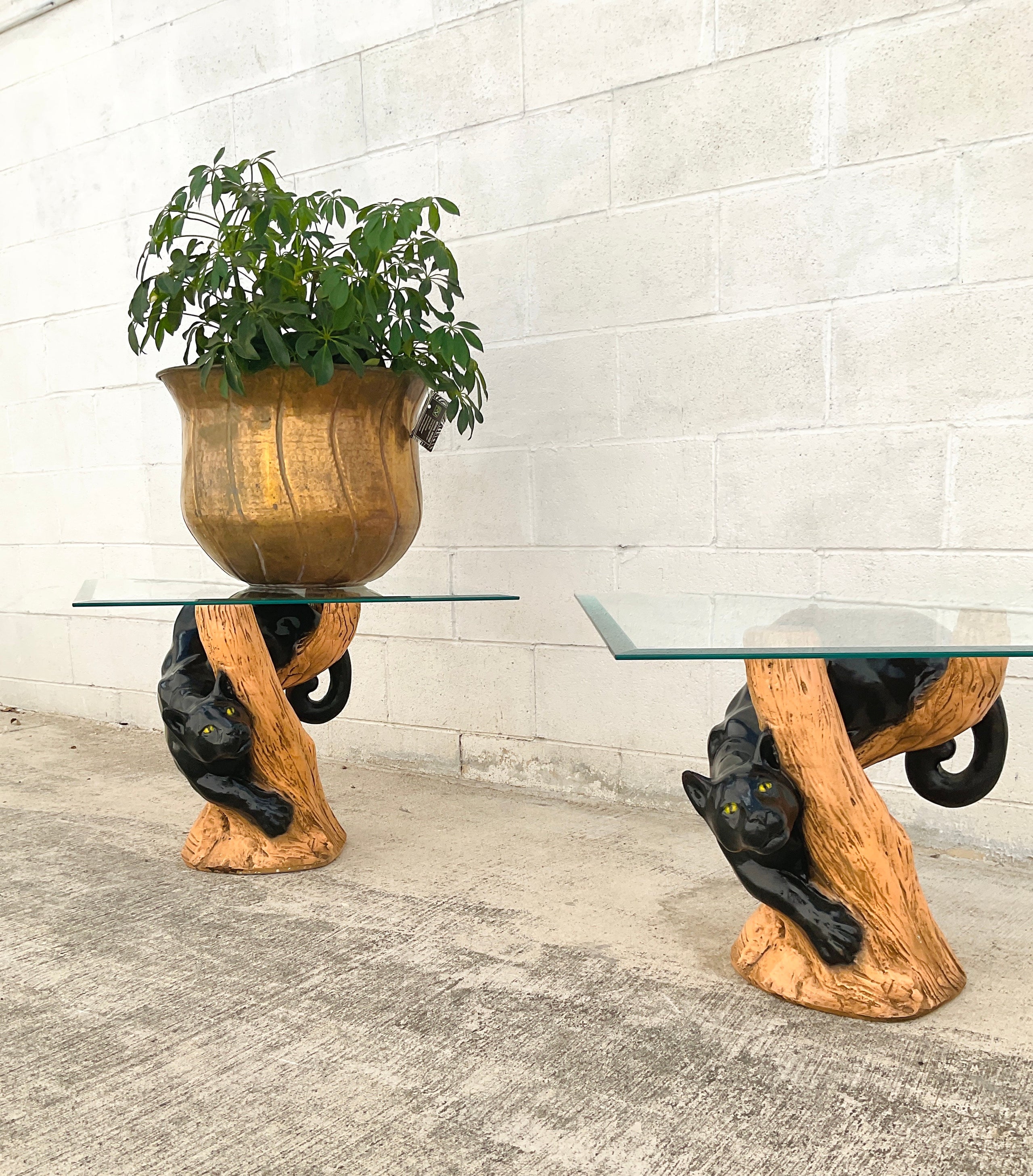 Rare 80s Panther End Tables | Revival Vintage
