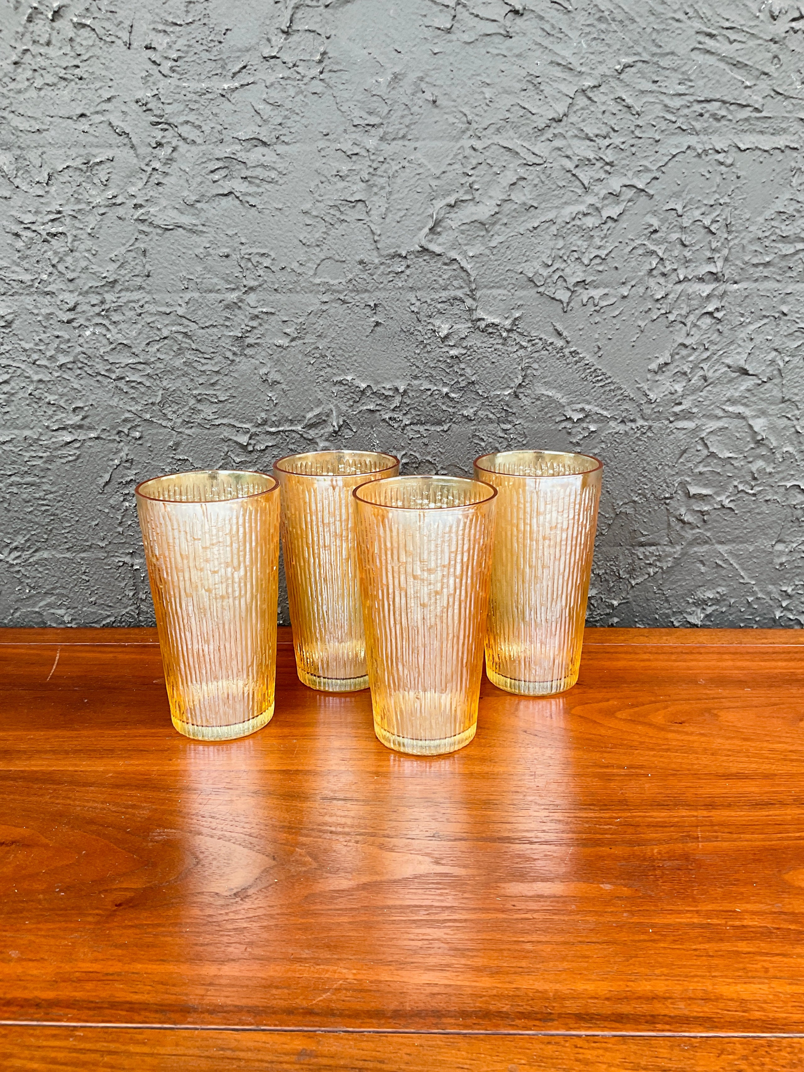 Set of Jeanette Iridescent Tree Bark Glasses | Revival Vintage